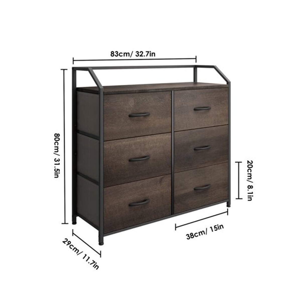 Homfa 6-Drawer Fabric Dresser with Wood Top - Dark Brown in Nepal at ...