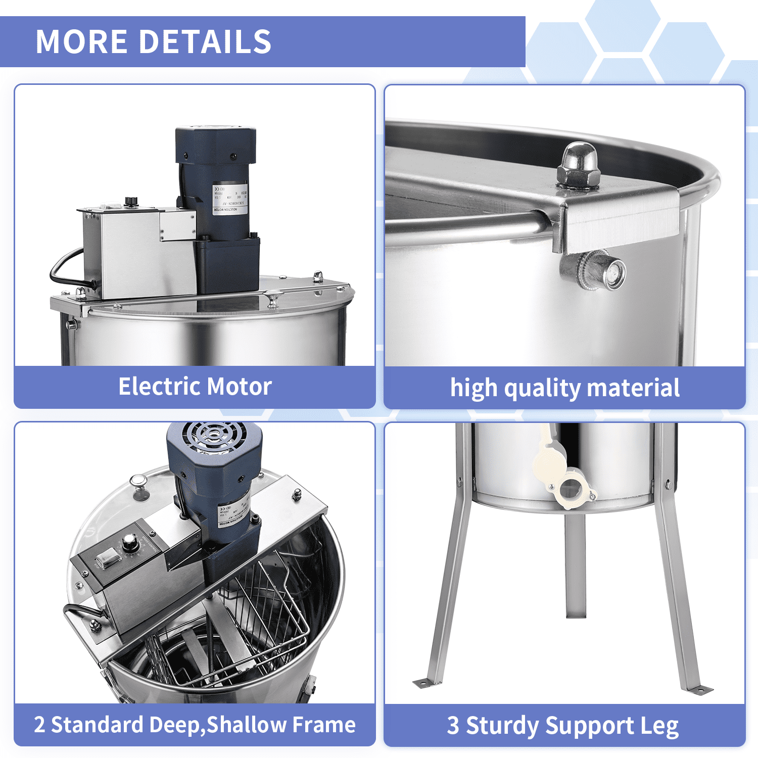 Buy Electric Honey Extractor Separator 2 Frame Bee Extractor, Stainless ...