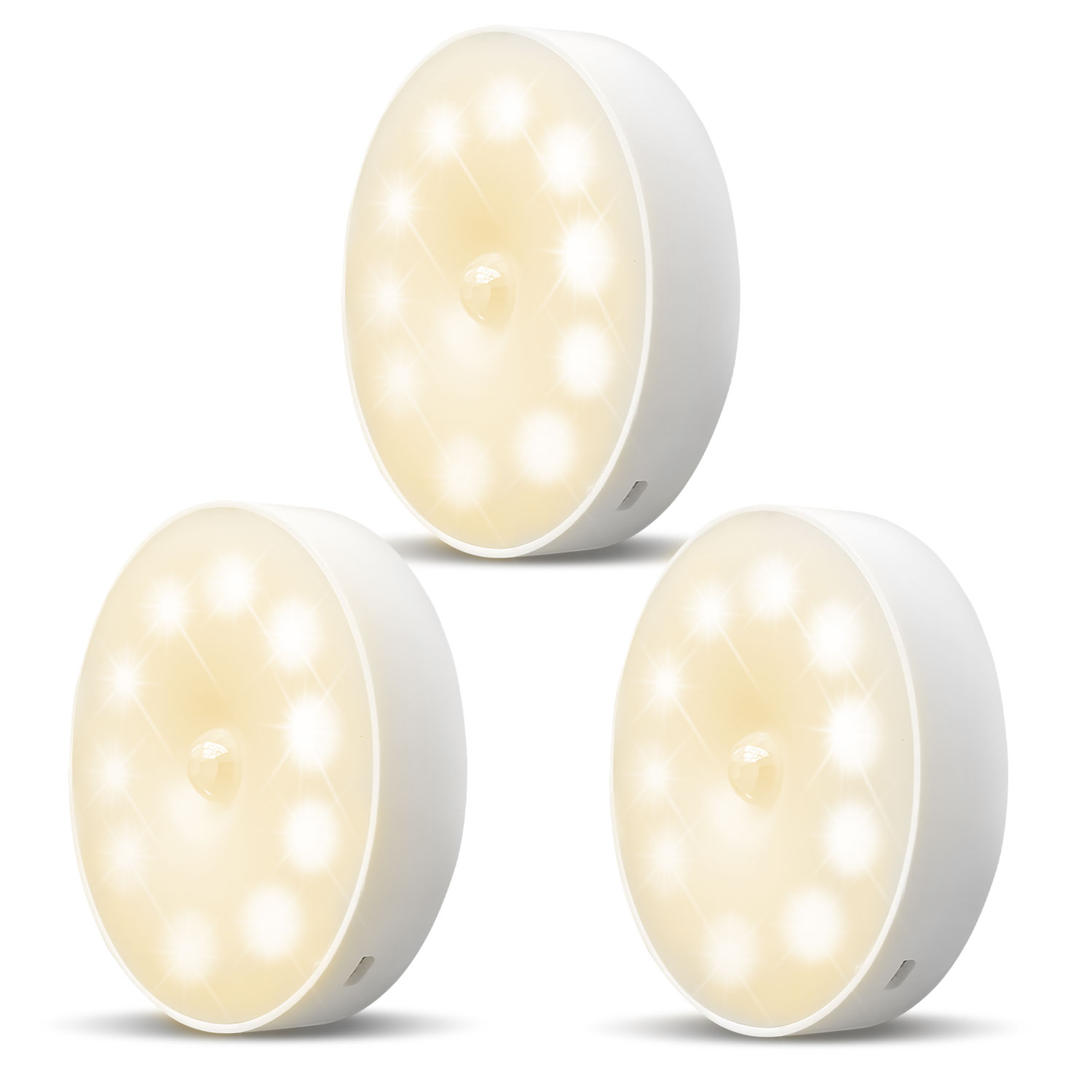 Motion Sensor Night Light Indoor, TOUPGIVME 3pcs Smart Rechargeable ...