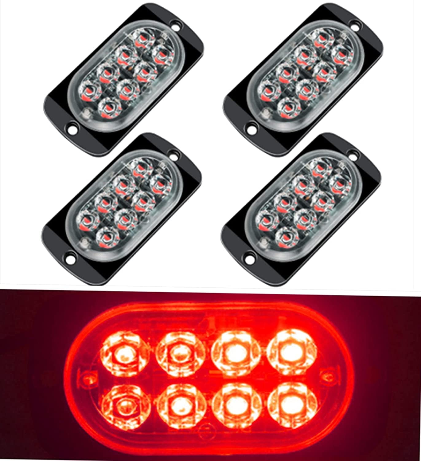 LINLIN 4 Pack 8 LED Emergenty Warning Lights,LED Safety Emergency ...