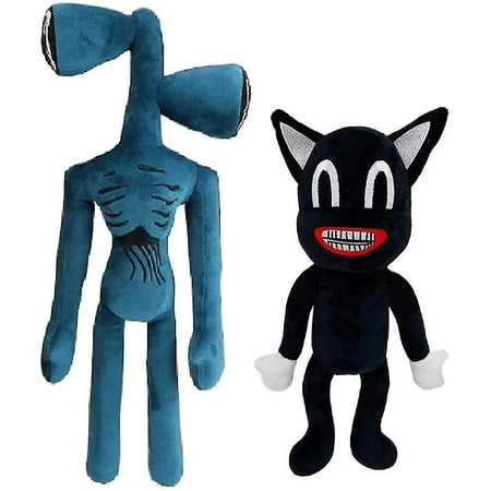 Double-headed Plush Doll Black Cat Head Blue Siren Head Plush Toy ...