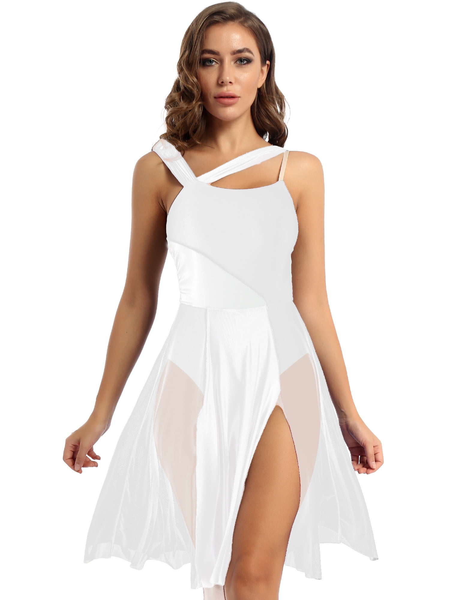 iEFiEL Womens Dance Leotard Dress Single Strap Lyrical Contemporary ...