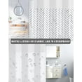 JUNXIAO-Black and White Hookless Shower Curtain with Snap in Liner Set ...