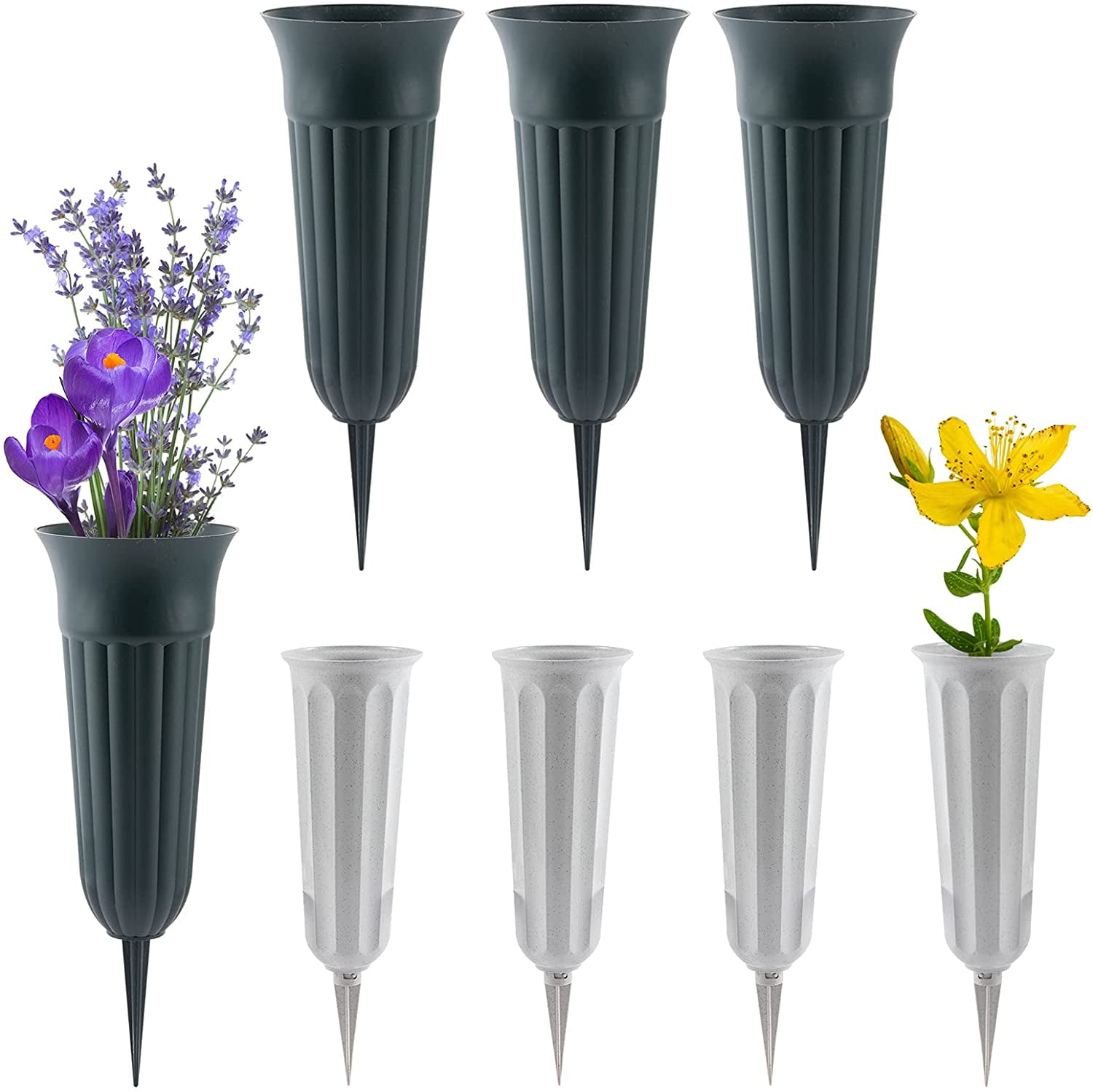 8 Pack Cemetery Grave Cone Vase with Tombstone in Ground - Walmart.com
