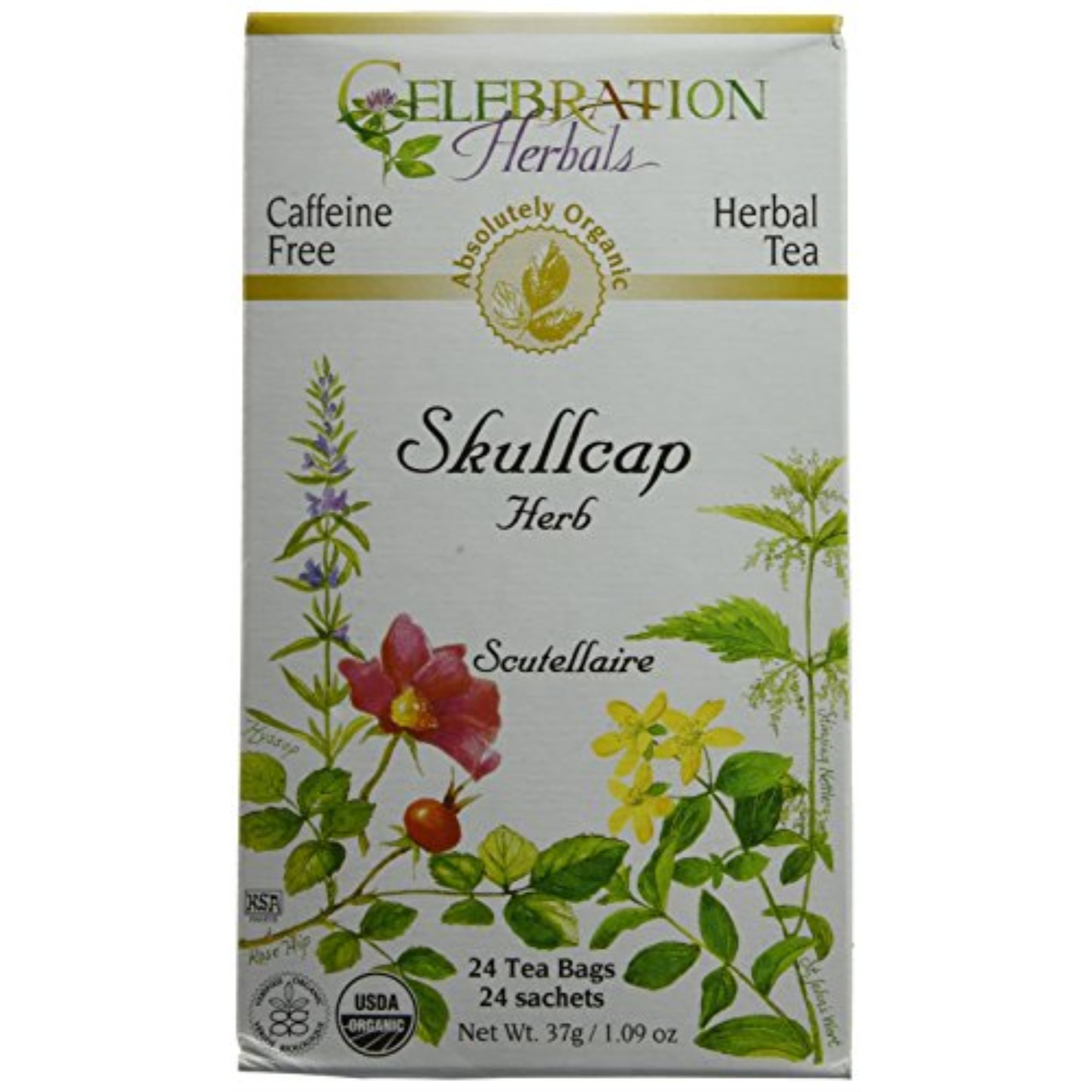 Celebration Herbals Organic Skullcap Root Tea Caffeine Free 24 Herbal ...