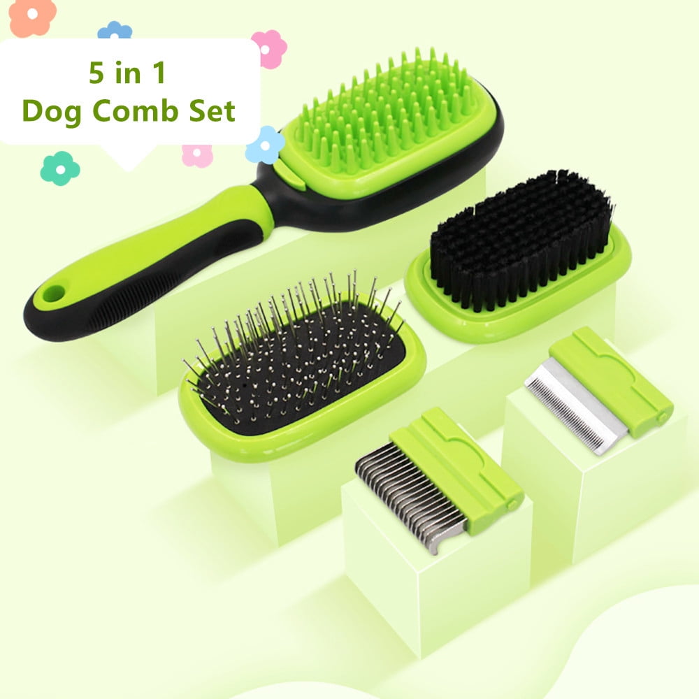 5 in 1 Pet Cat Dog Grooming Brush Trimmer Comb Set with 5 Different ...
