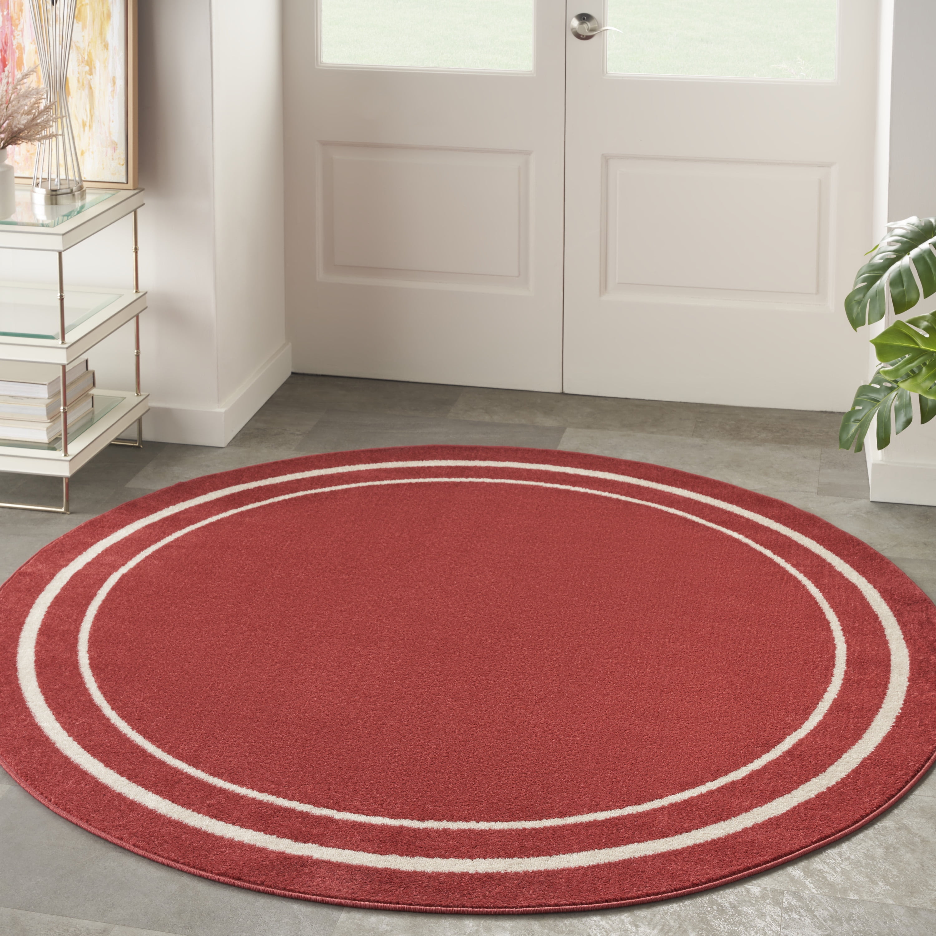 Nourison Essentials Indoor/Outdoor Brick/Ivory 4' x round Area Rug, (4 ...