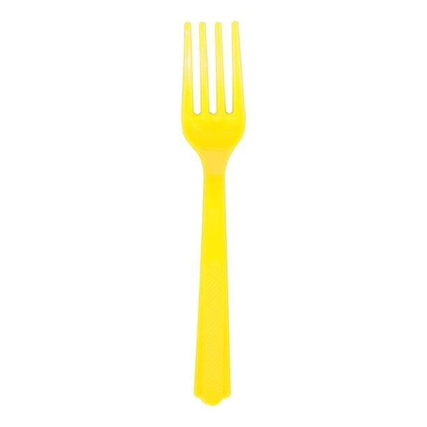 Way To Celebrate! Neon Yellow Plastic Forks, 24ct - Walmart.com
