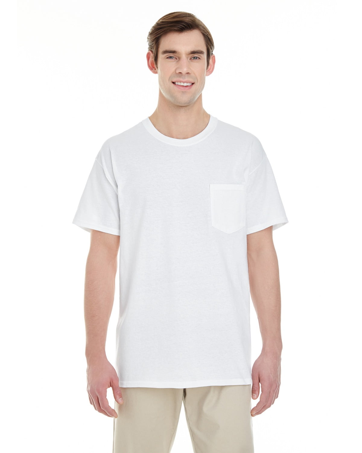 The Gildan Adult Heavy Cotton 53 oz Pocket T-Shirt - WHITE - M ...