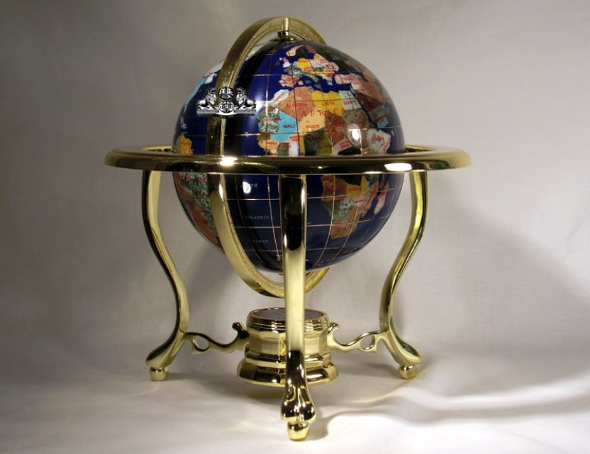 Unique Art 10-Inch Tall Table Top Blue Ocean Gemstone World Globe with ...