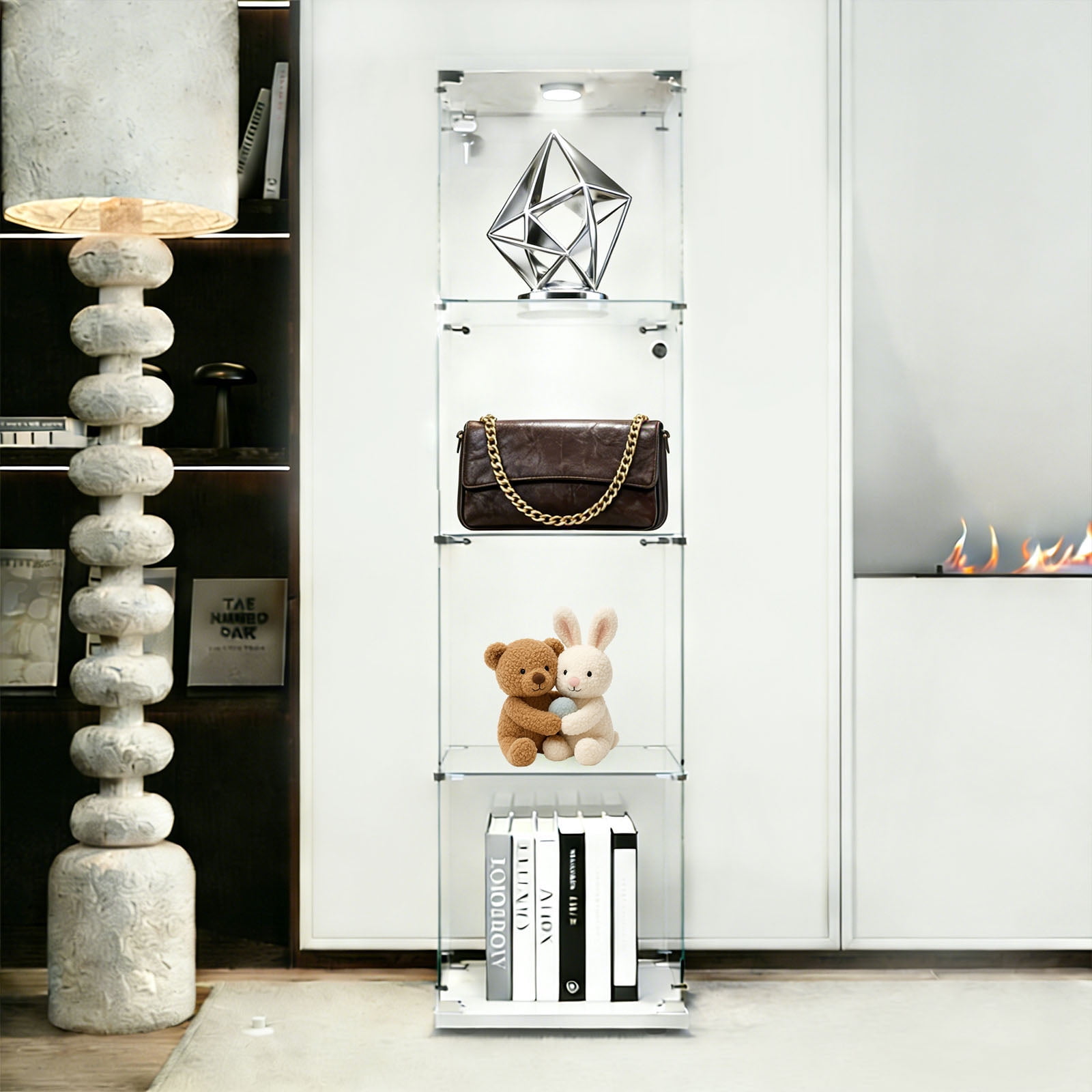 Click here for Noble House Led Lights Glass Display Cabinet 4 She... prices