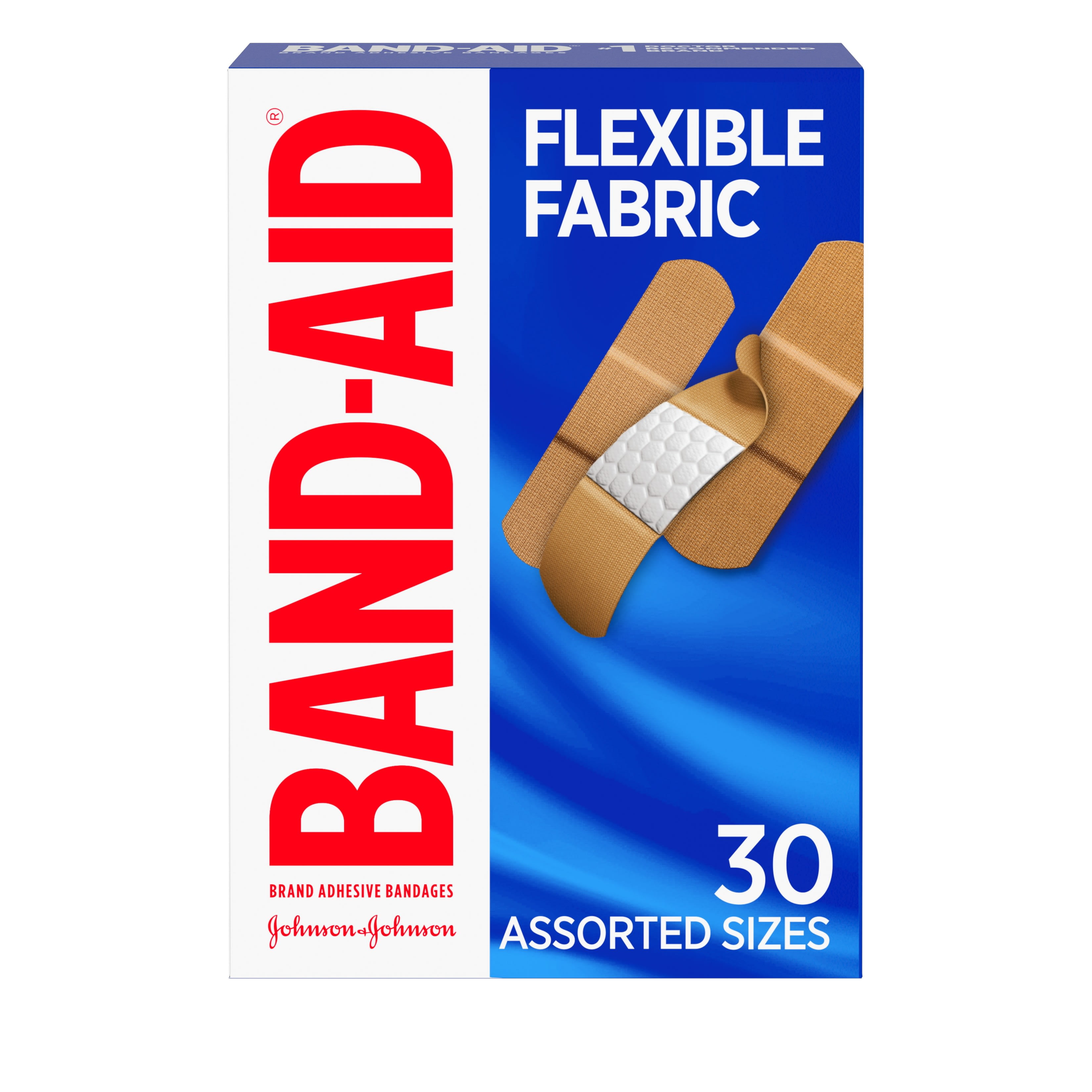 Band-Aid Brand Flexible Fabric Adhesive Bandages, Assorted, 30 ct ...