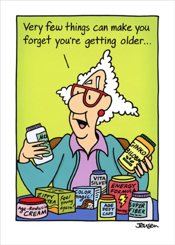 Oatmeal Studios Woman With Vitamins Funny Humorous Feminine Birthday 
