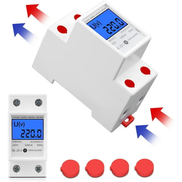 50 Hz 5(80)A Single Phase Energy Meter with LCD Display, 2 Pole DIN ...