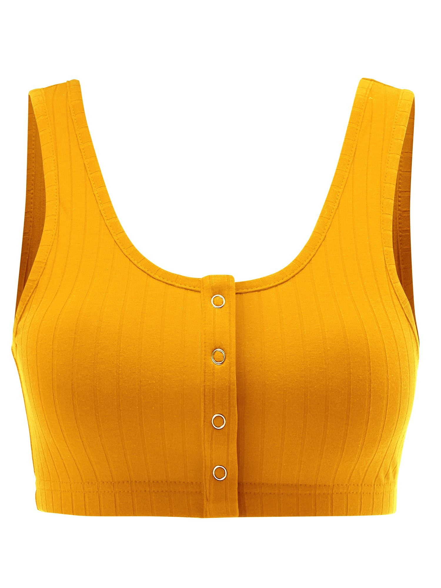 FashionMille Women's Sexy Snap Trim Front Knit Ribbed Casual Basic Crop ...