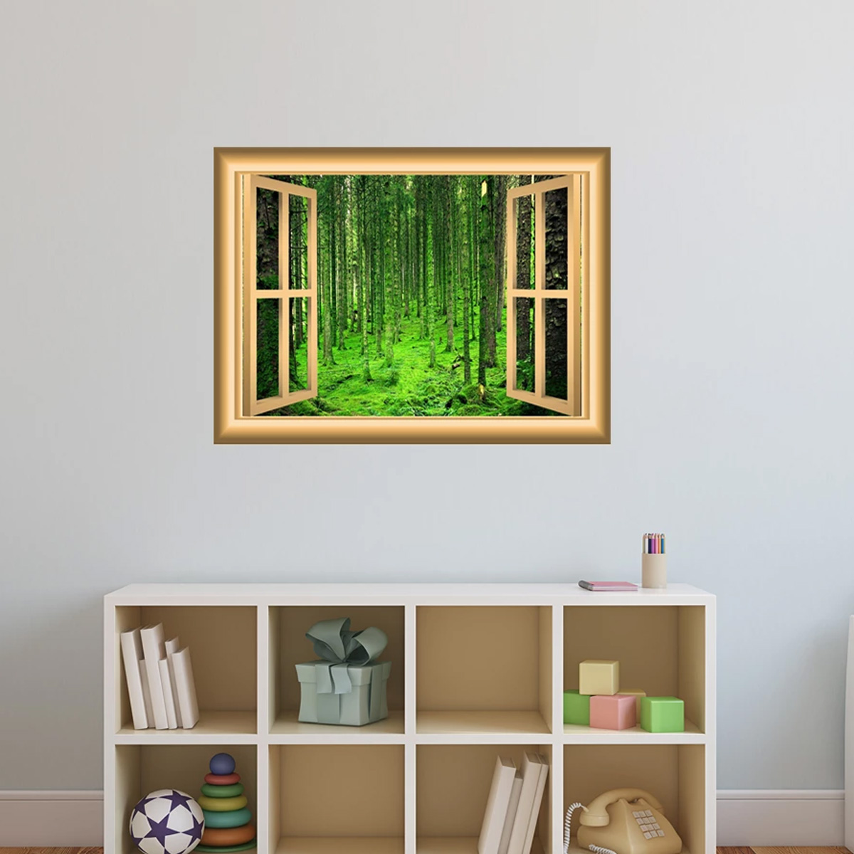 VWAQ 3D Forest Wall Decals Nature Window Peel and Stick Mural - NW48 ...