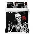 Abstract Skull Skeletons Rose 3 Pieces Quilt Set,1 Quilt with 2 Shams ...