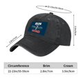Adjustable Vintage Cotton Washed Distressed Baseball Cap with Navy Blue Wind Graphic & ' BUN ...