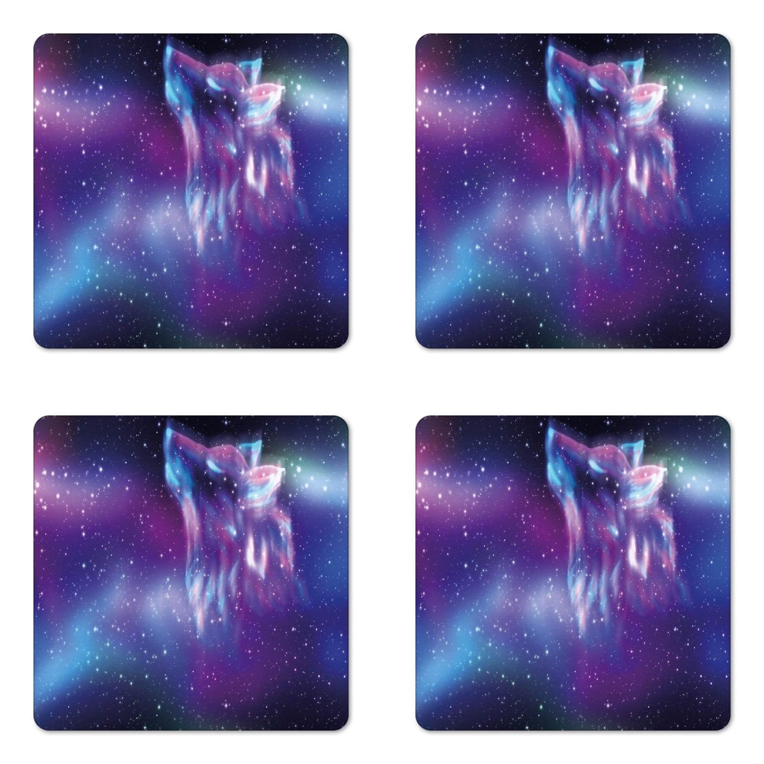 Fantasy Coaster Set of 4, Psychedelic Northern Starry Sky Spirit of a ...