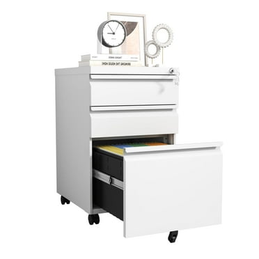 IKIMI Lockable Rolling Office 3 Drawer Mobile File Cabinet, Under Desk ...