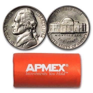 2006-P Jefferson Nickel Roll 40-Coin Mint Wrapped Roll BU - Walmart.com