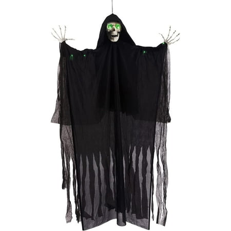 Halloween Animated Prop 6ft Life-Size Hanging Grim Reaper with Creepy ...