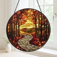 Autumn Forest Path Landscape Stained Glass Style Window Suncatcher ...