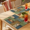 Boho Color Block Placemats Set of 6 Geometric Vintage Floral Place Mats ...