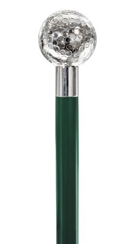 Golf Ball Walking Cane Sterling Silver cane with Irish Green Hardwood ...