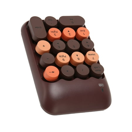 2.4GHz Wireless Numeric Keypad 18 Keys Retro Color Round Keycaps Mini Number Keyboard with USB ...