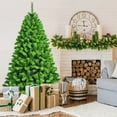 Gymax 6.5 FT Green Flocked Artificial Christmas Tree with Hinged Design ...