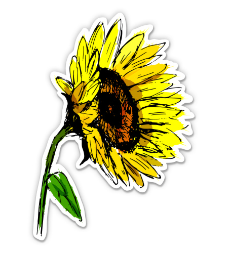 Sunflower Yellow Flower Pretty - 3" Vinyl Sticker - For Car Laptop I ...