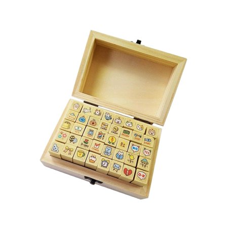 40x Wooden Cartoon Stamp Cute Symbol Journaling Cute Cartoon Cat Wooden ...