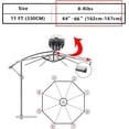 11FT Cantilever Patio Umbrella Replacement Canopy, 8 Ribs 64"-66 ...