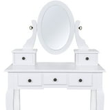 5 Drawer White Makeup Vanity Hair Dressing Table Set w Adjustable ...