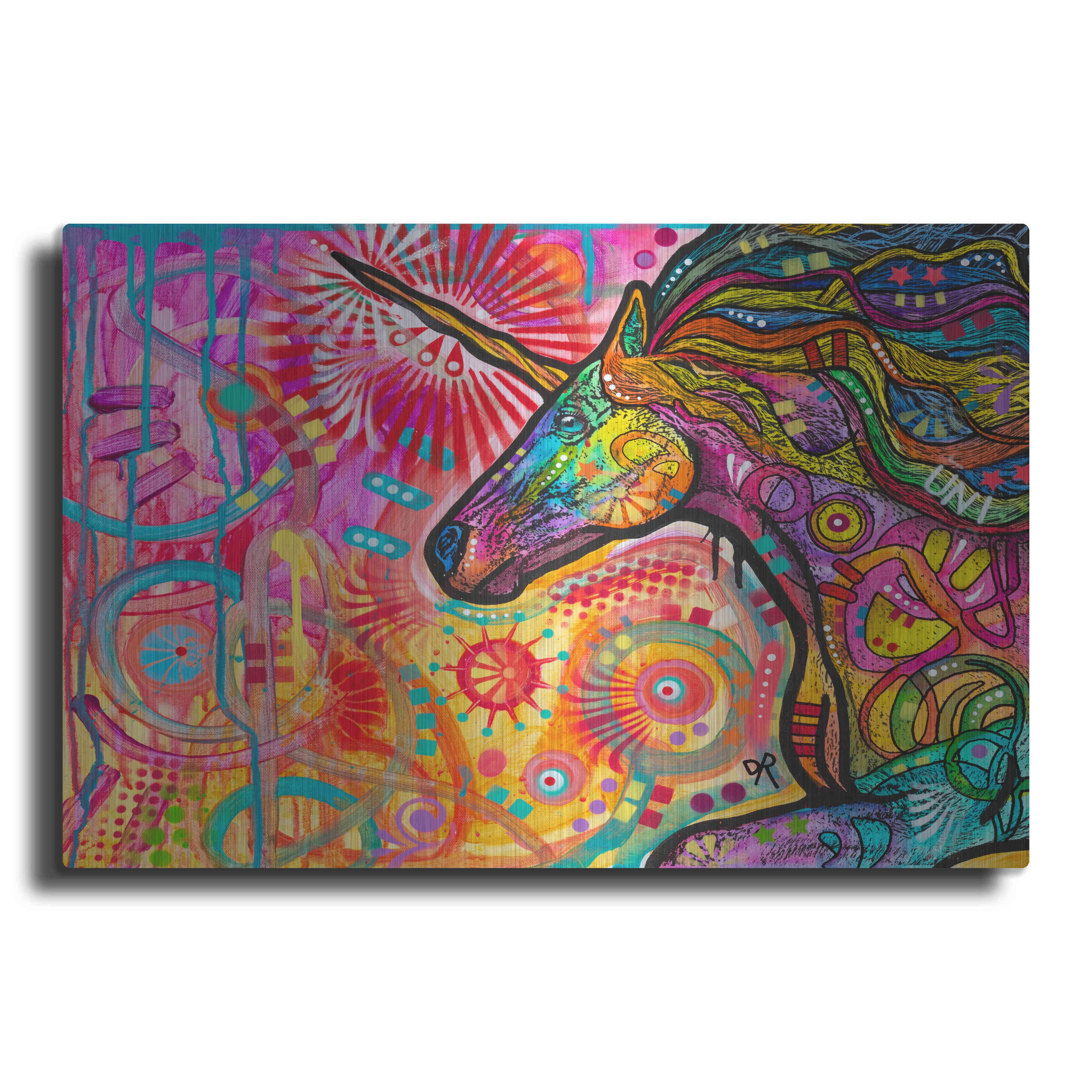 Luxe Metal Art 'Rainbow Unicorn' by Dean Russo, Metal Wall Art, 16"x12 ...