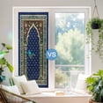 Blue Gold Arched Window Privacy Film, Vintage Ethic Traditional Floral ...