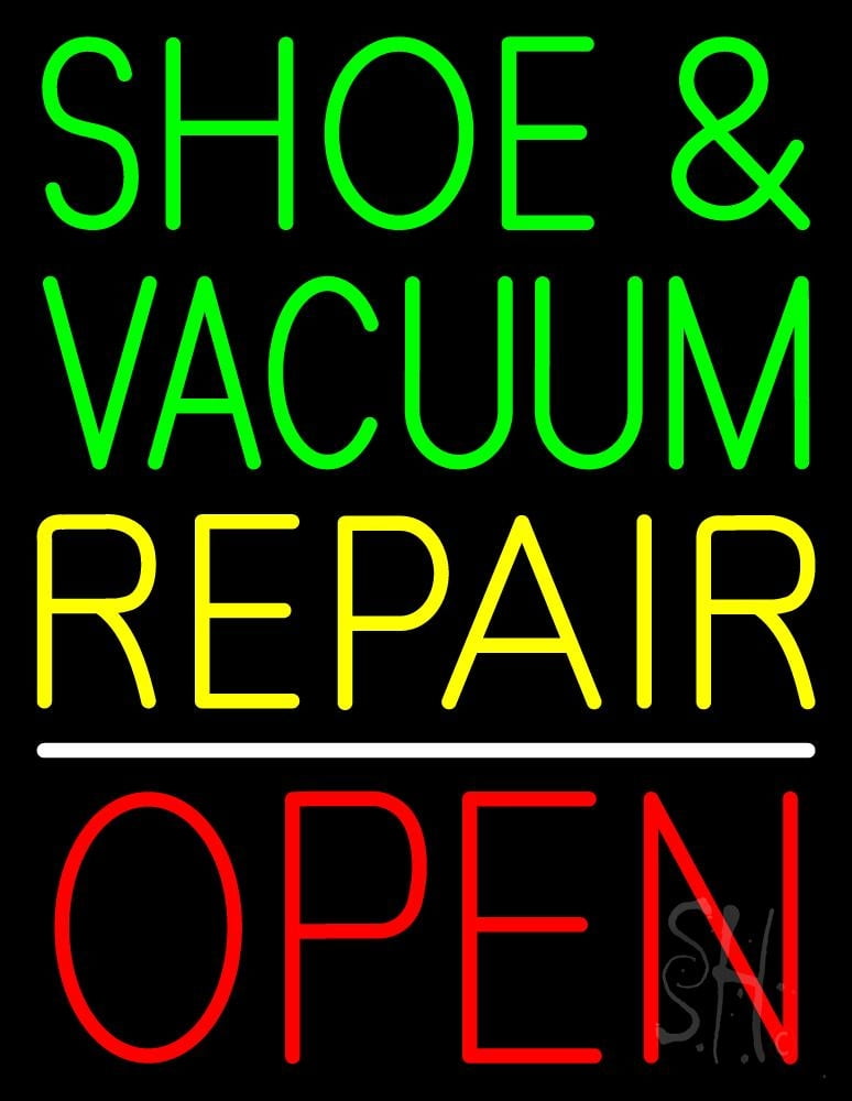 Shoe And Vacuum Repair Open LED Neon Sign 19 x 15 - inches, Black ...