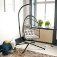 Flash Furniture Cleo Collection Wicker Hammock Chair with Cushion and ...