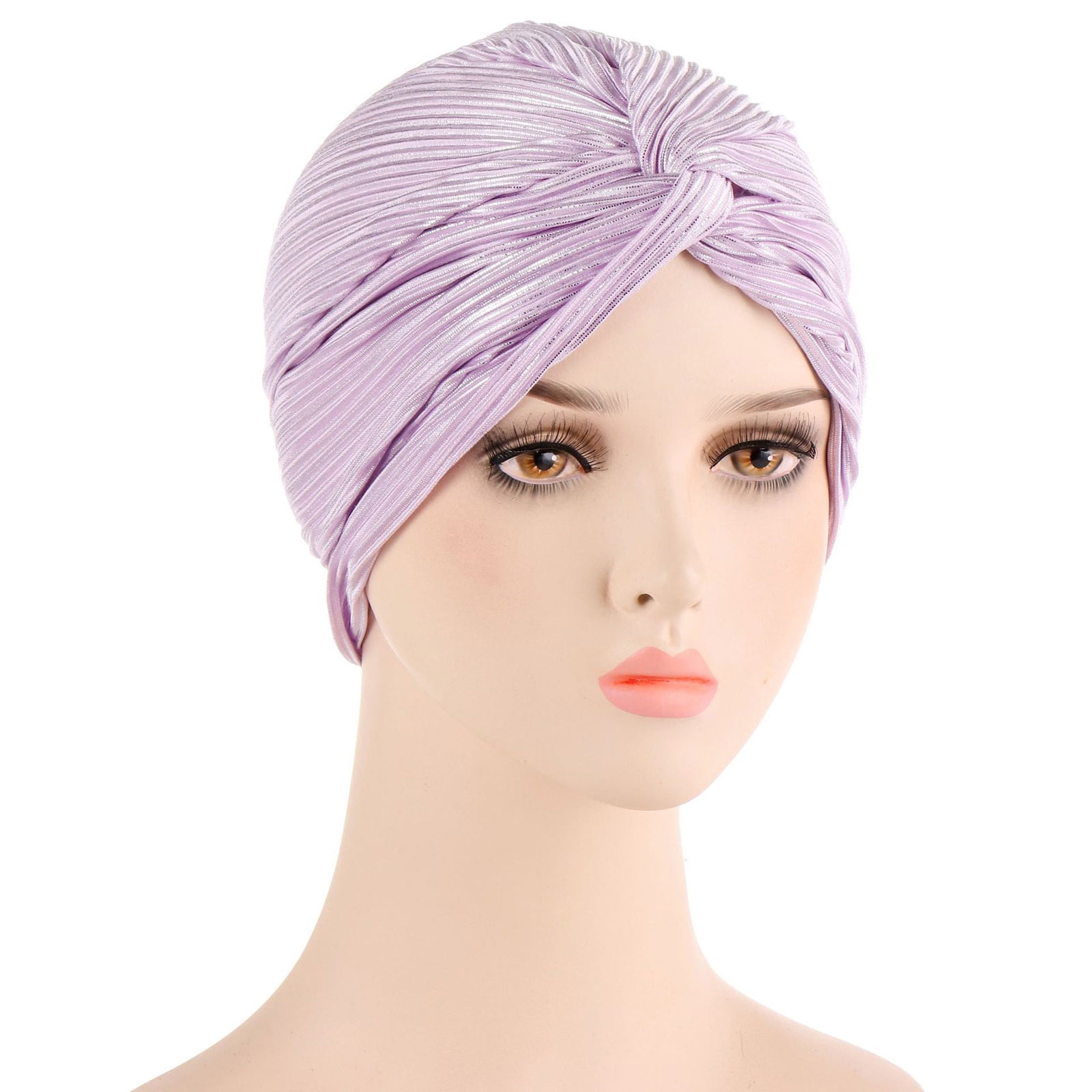 HTNBO Women Beanie Caps Solid India Muslim Ruffle Turbans Chemo Hats ...