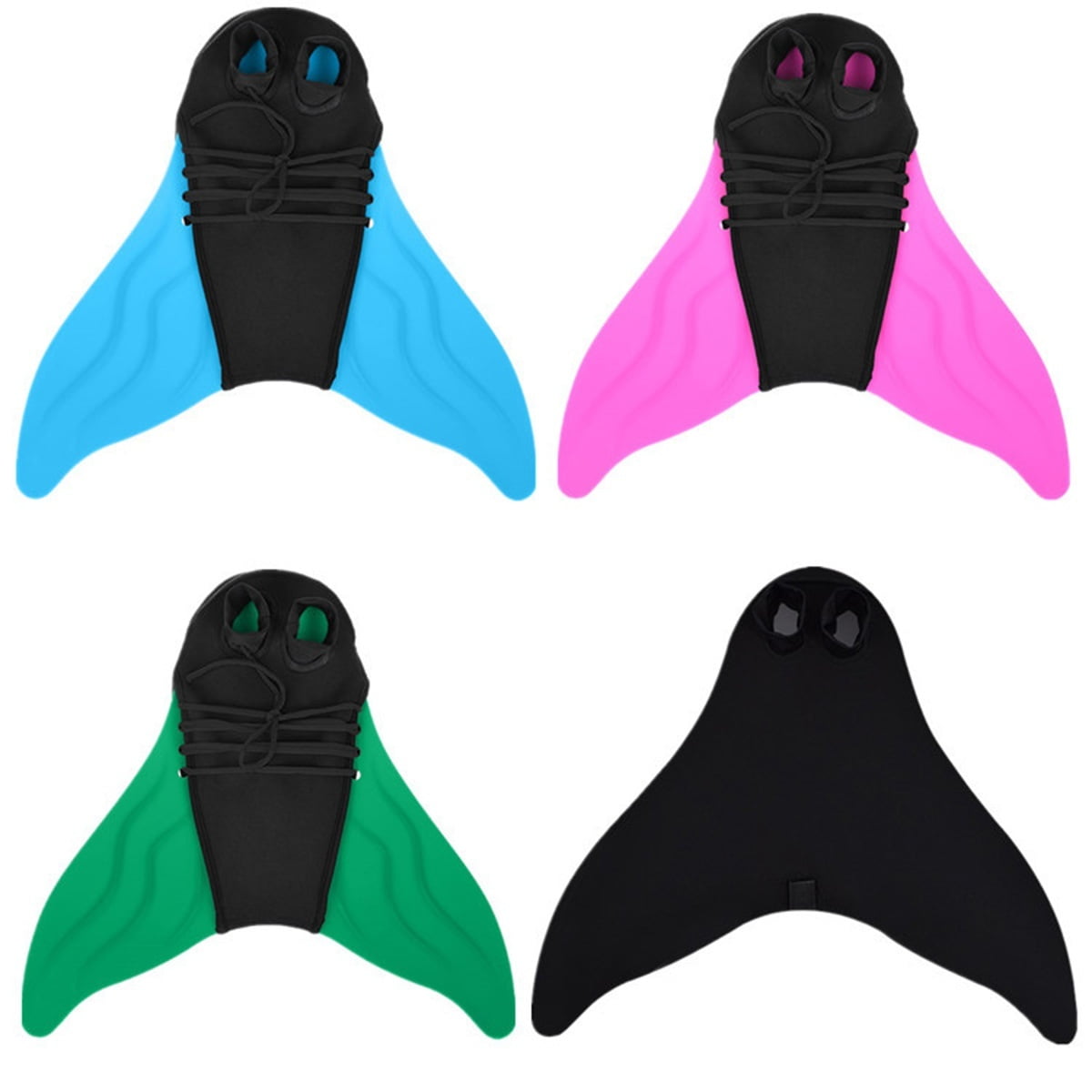 Mermaid Swimming Tail Monofin Fins One-piece Flipper Swim Fins for Kids ...