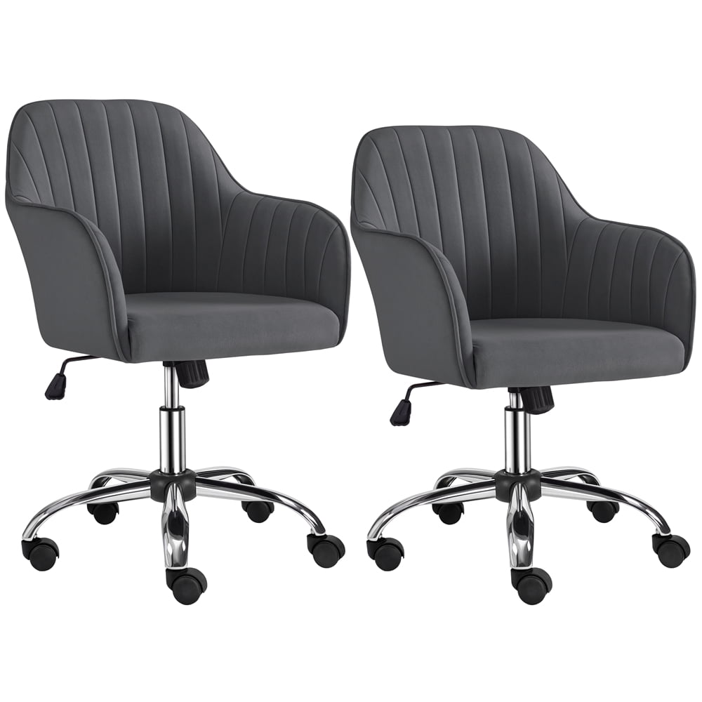 Yaheetech 2pcs Modern Velvet Height-Adjustable Task Chairs with ...