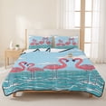 Summer Flamingo Cartoon Style 3 Pieces Quilt Set,1 Quilt with 2 Shams ...