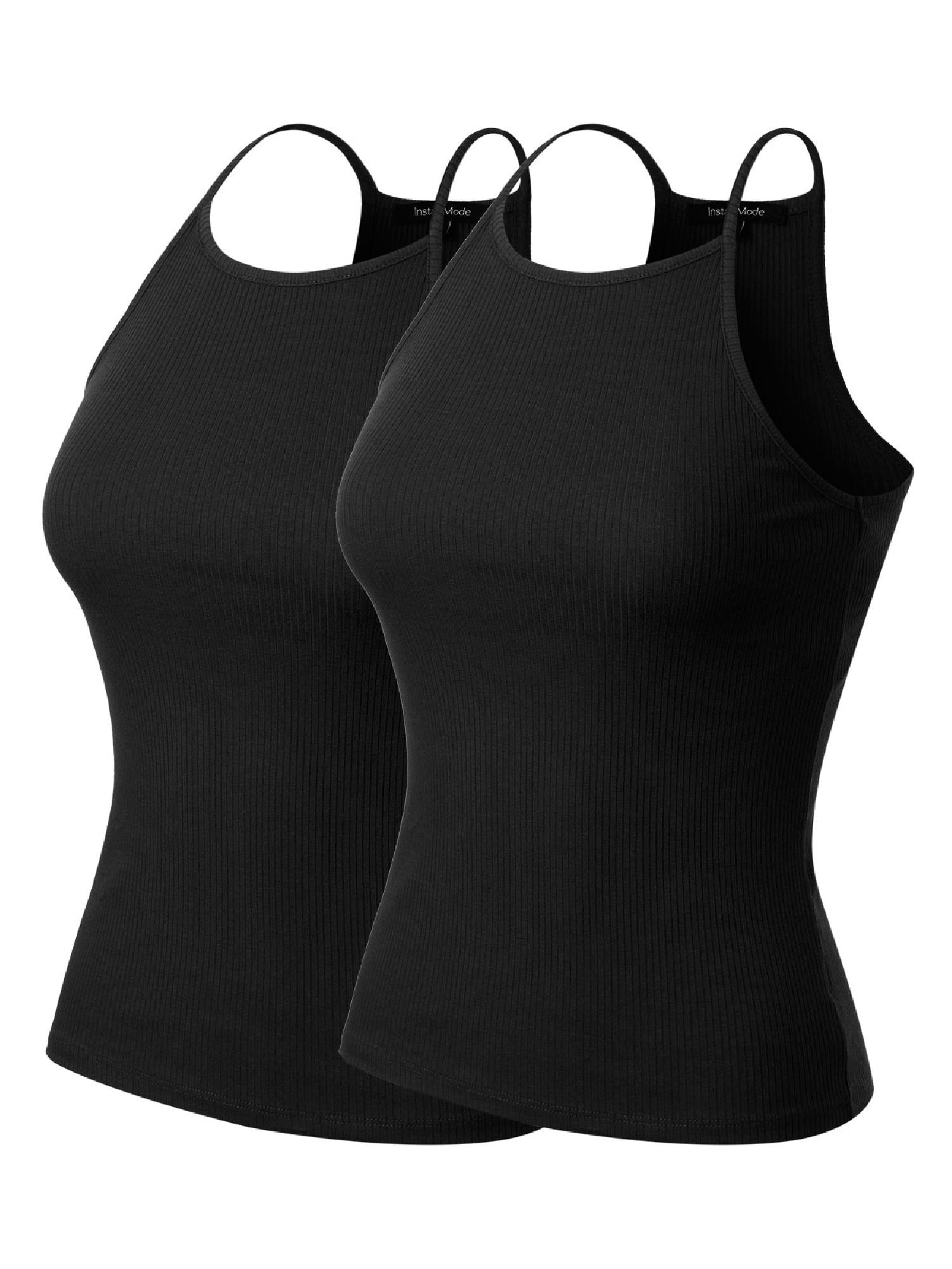 MixMatchy Women's 2-Pack Simple Casual Basic Active High Neck Ribbed ...