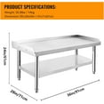 Stainless Steel Grill Stand Table - 36 x 28 x 24 Inch Heavy Duty ...