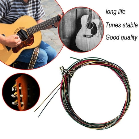6Pcs/set Rainbow Colorful Guitar Strings E-A For Acoustic Folk Guitar ...