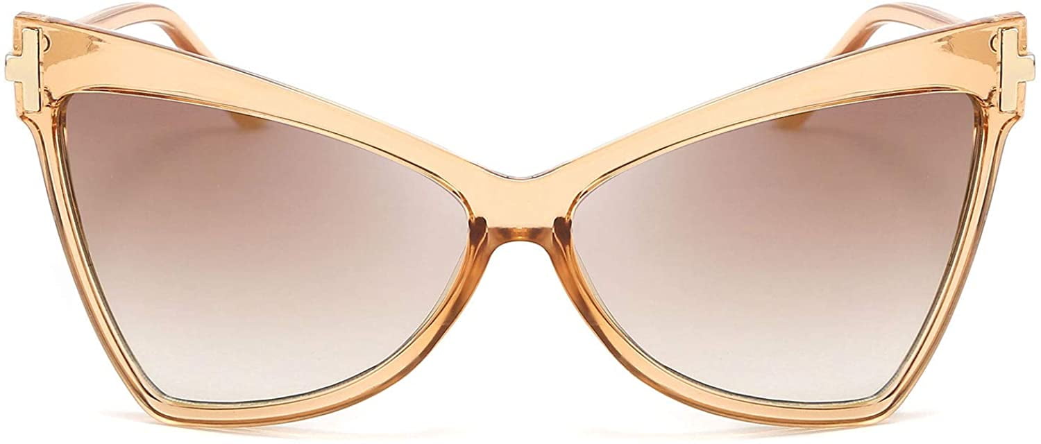 Feisedy Fashion Women Cateye Sunglasses Retro Oversized Cat Eye Shades