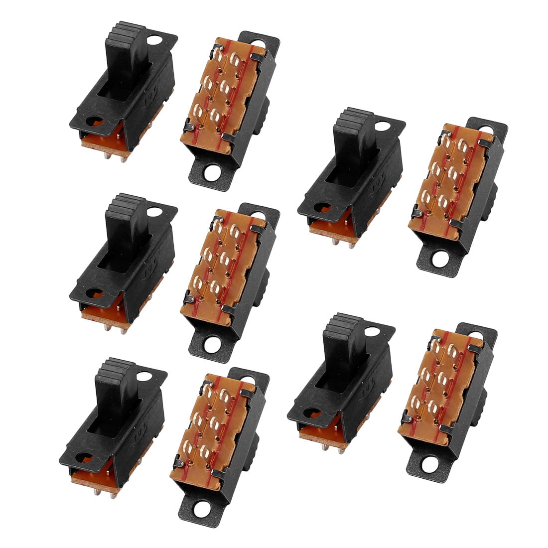 10pcs DPDT 2 Position 6 Terminals Panel Mount Horizontal Slide Switch ...