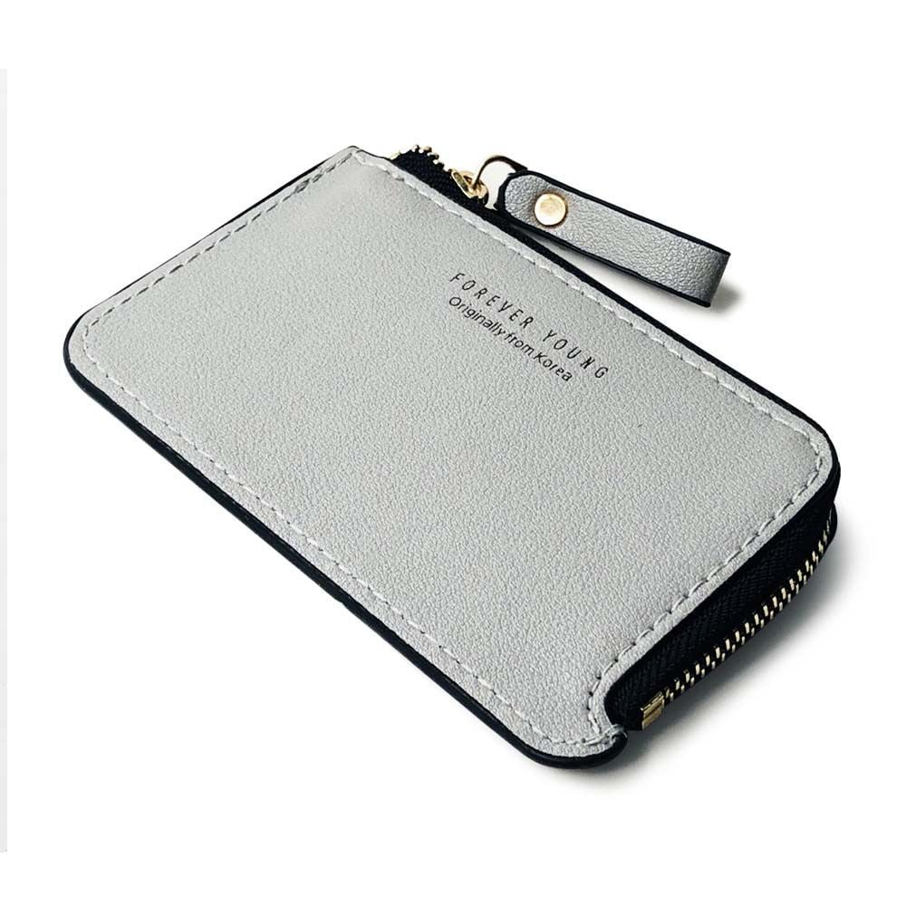 Portable Credit Card Bag Mini Money Bag Cash Clip PU Leather Zipper ...