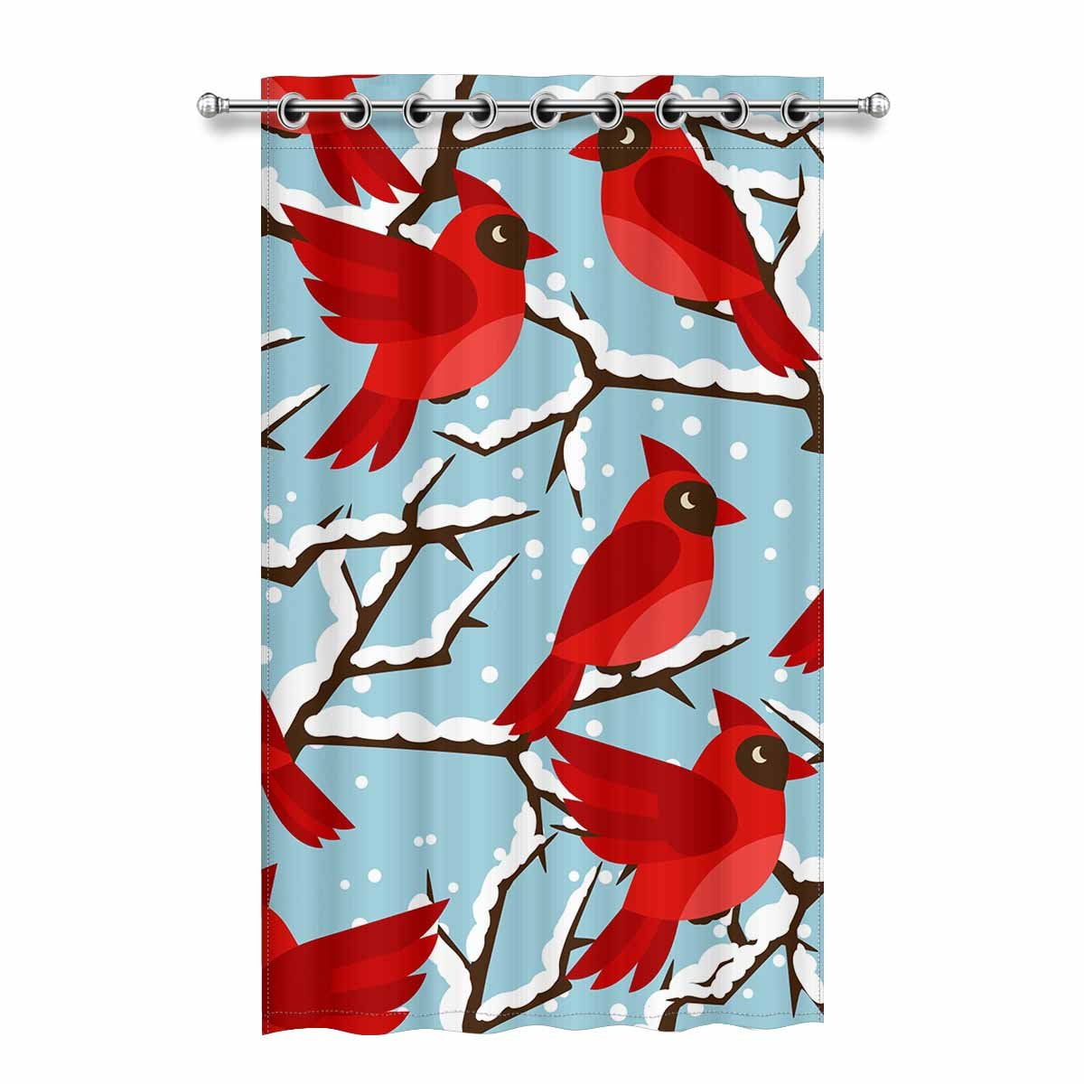 YUSDECOR Red Birds Blackout Window Curtain Drapes Bedroom Living Room ...